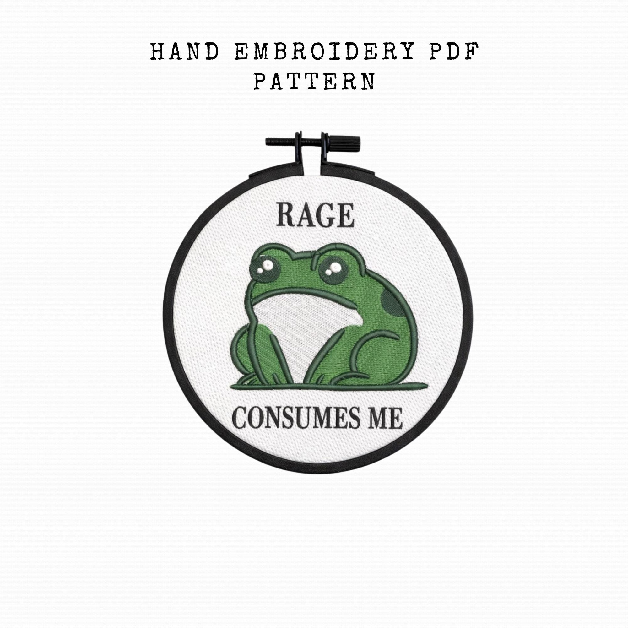 Rage Frog , Funny, Applique, Satire , Pretty Embroidery Pattern ...