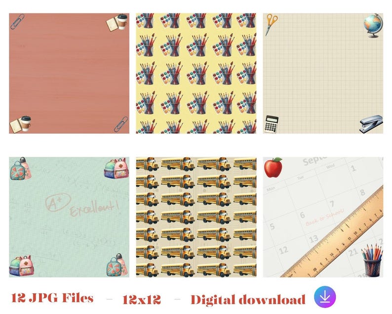 Teacher Scrapbook Digital Paper, Crafting, Journal,school Life, Back to ...