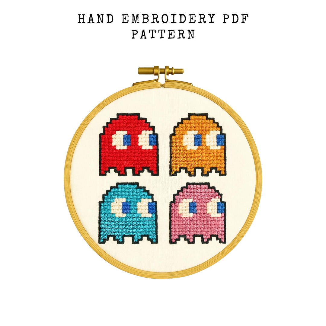 Pac Man, Eighties Gaming, Funny Hand Embroidery Pattern: Hoop Art ...
