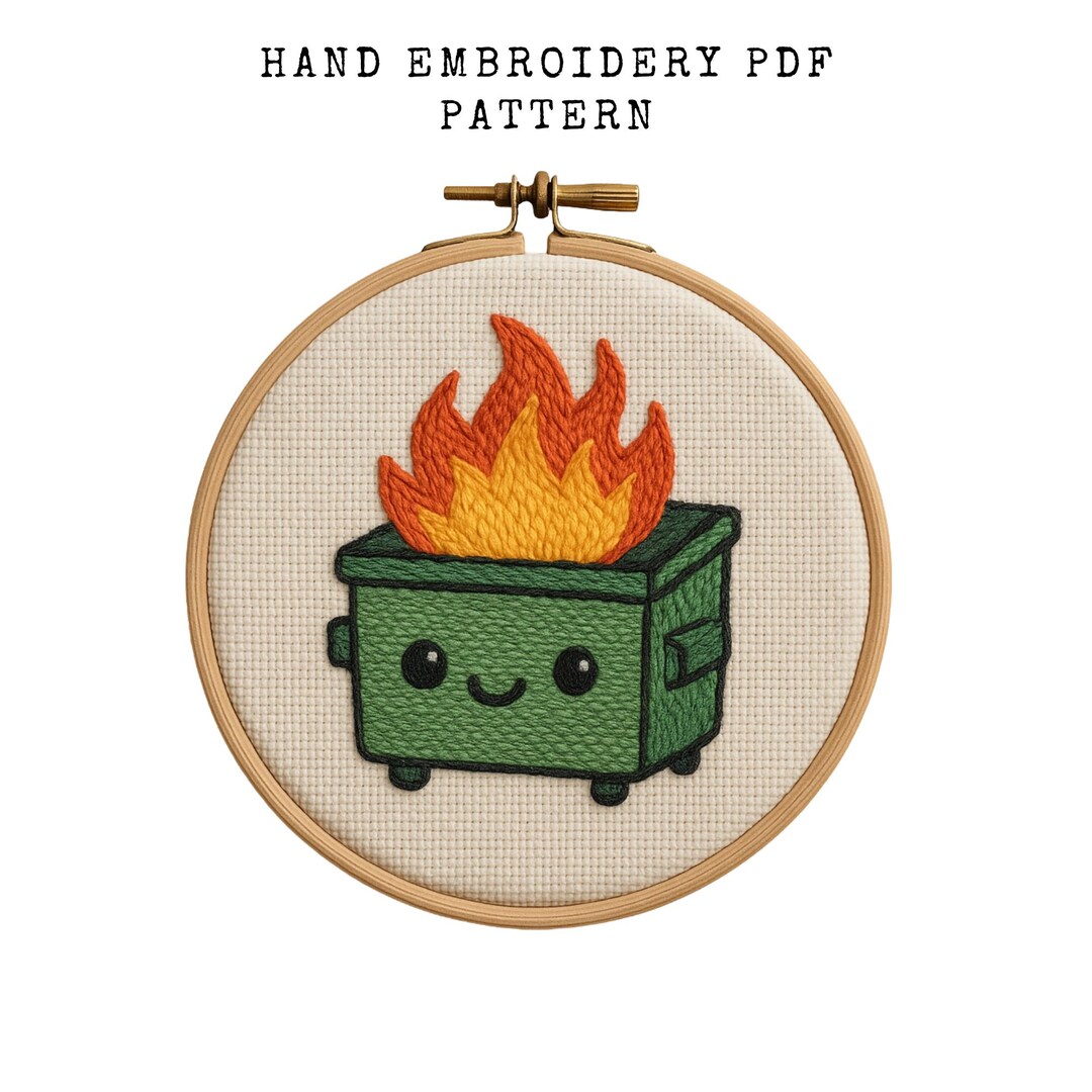 Dumpster Fire, Funny Hand Embroidery Pattern: Hoop Art, Sew, Whimsical ...