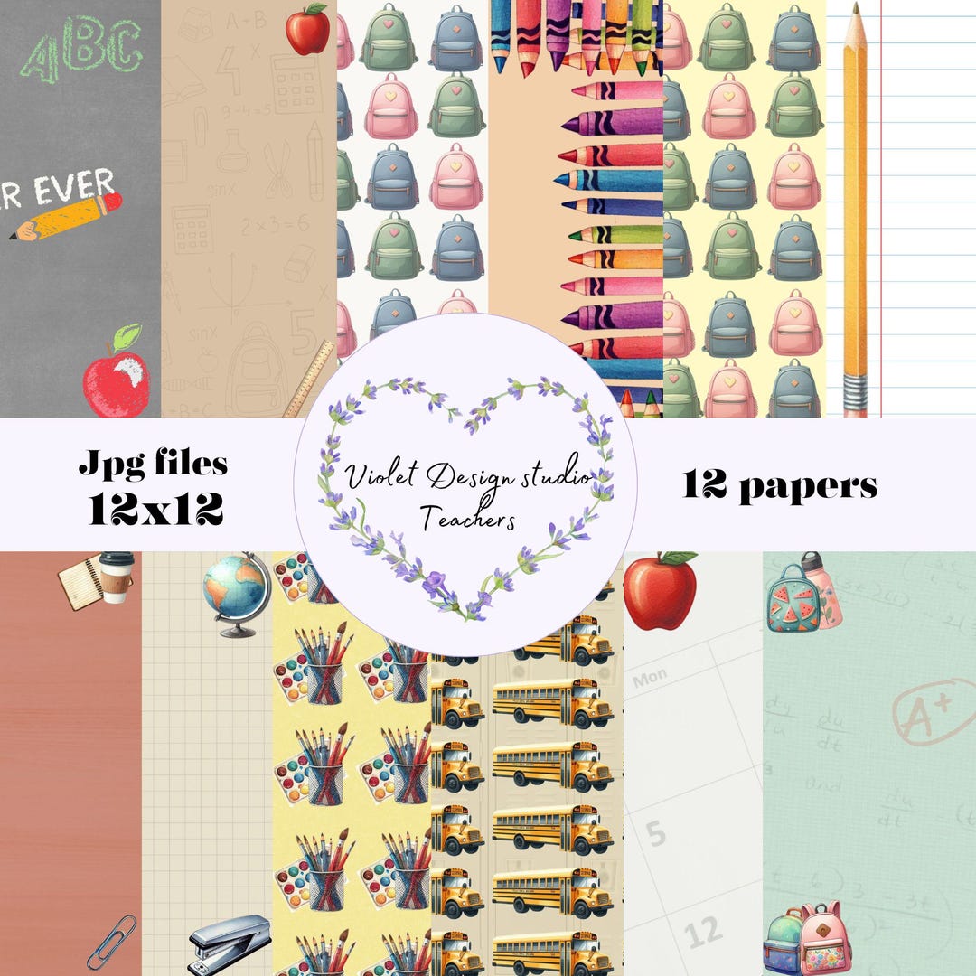 Teacher Scrapbook Digital Paper, Crafting, Journal,school Life, Back to ...