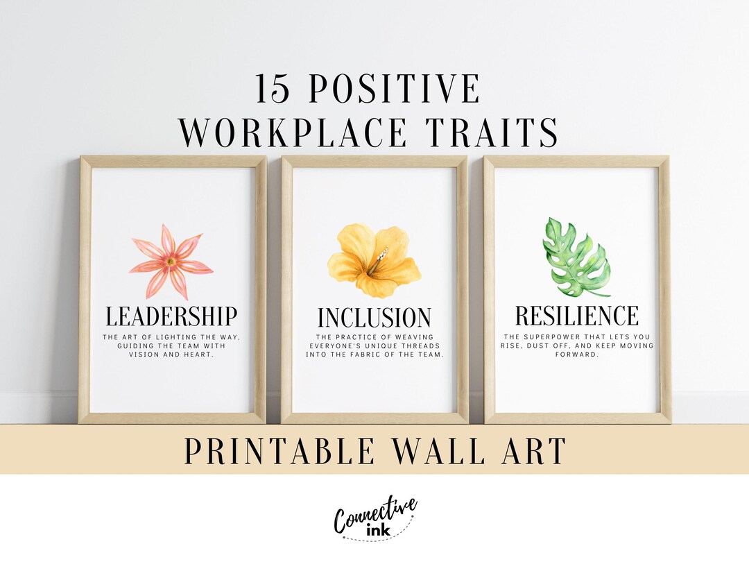 Positive Printable Posters for Work, Inspirational Print Gallery Set ...