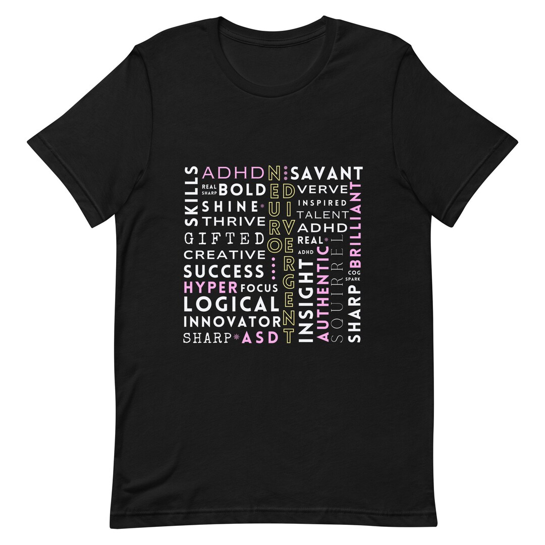 Neurodiversity Green Word Art Unisex Tshirt, Inclusive Gift, Autism ...