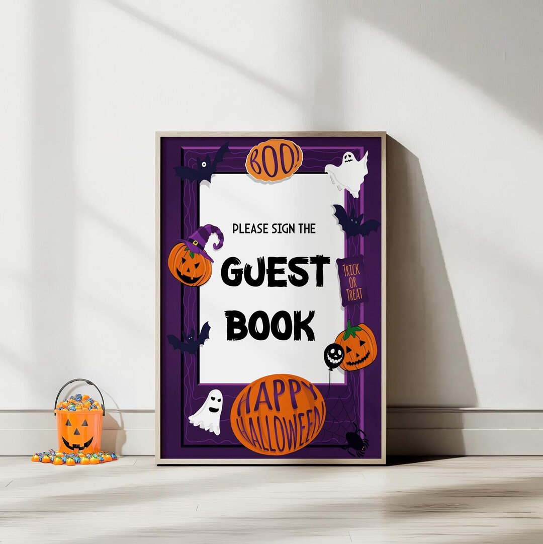 Halloween Guest Book Sign Printable Decor Please Sign Our Guestbook ...