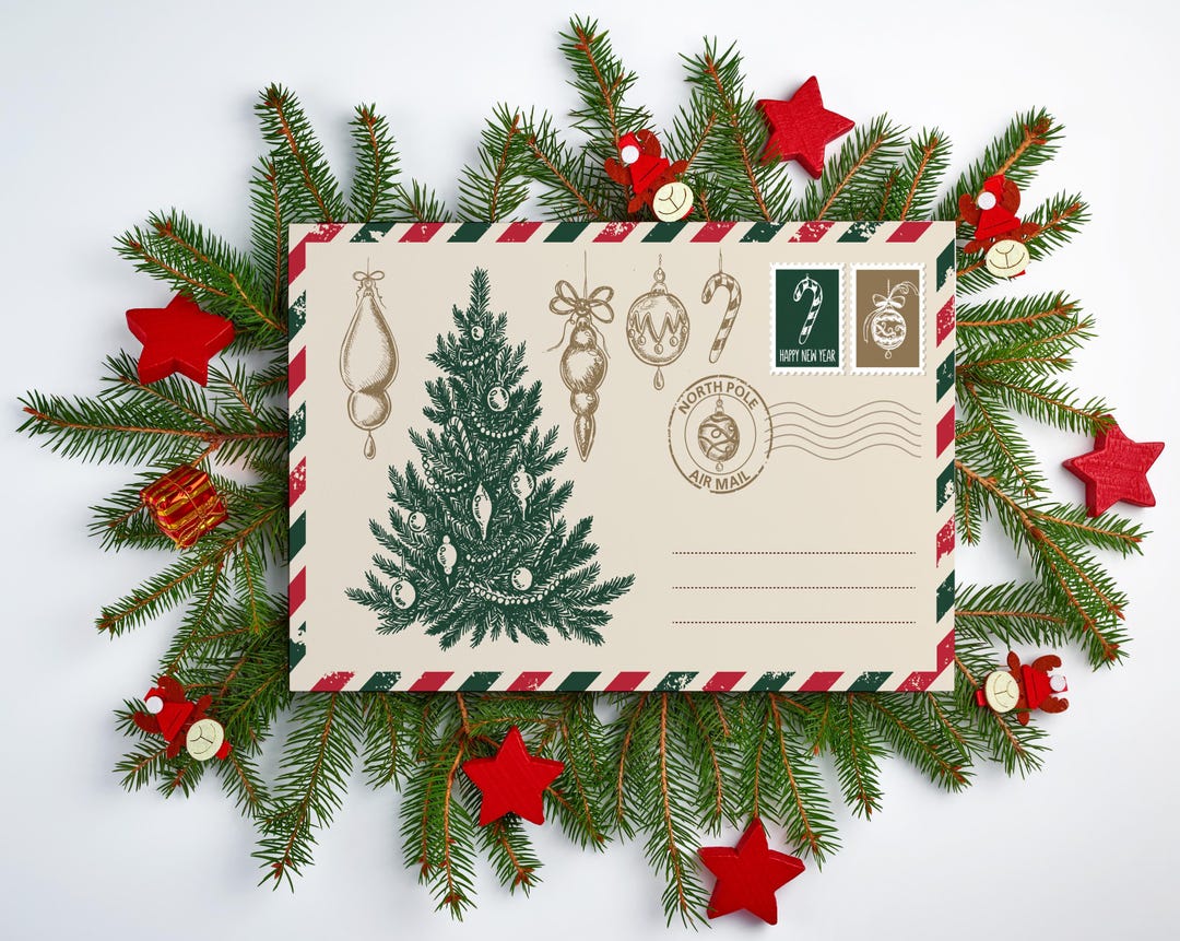 Vintage 4 Christmas Postcard Bundle, Retro Holiday Card Set, Winter ...