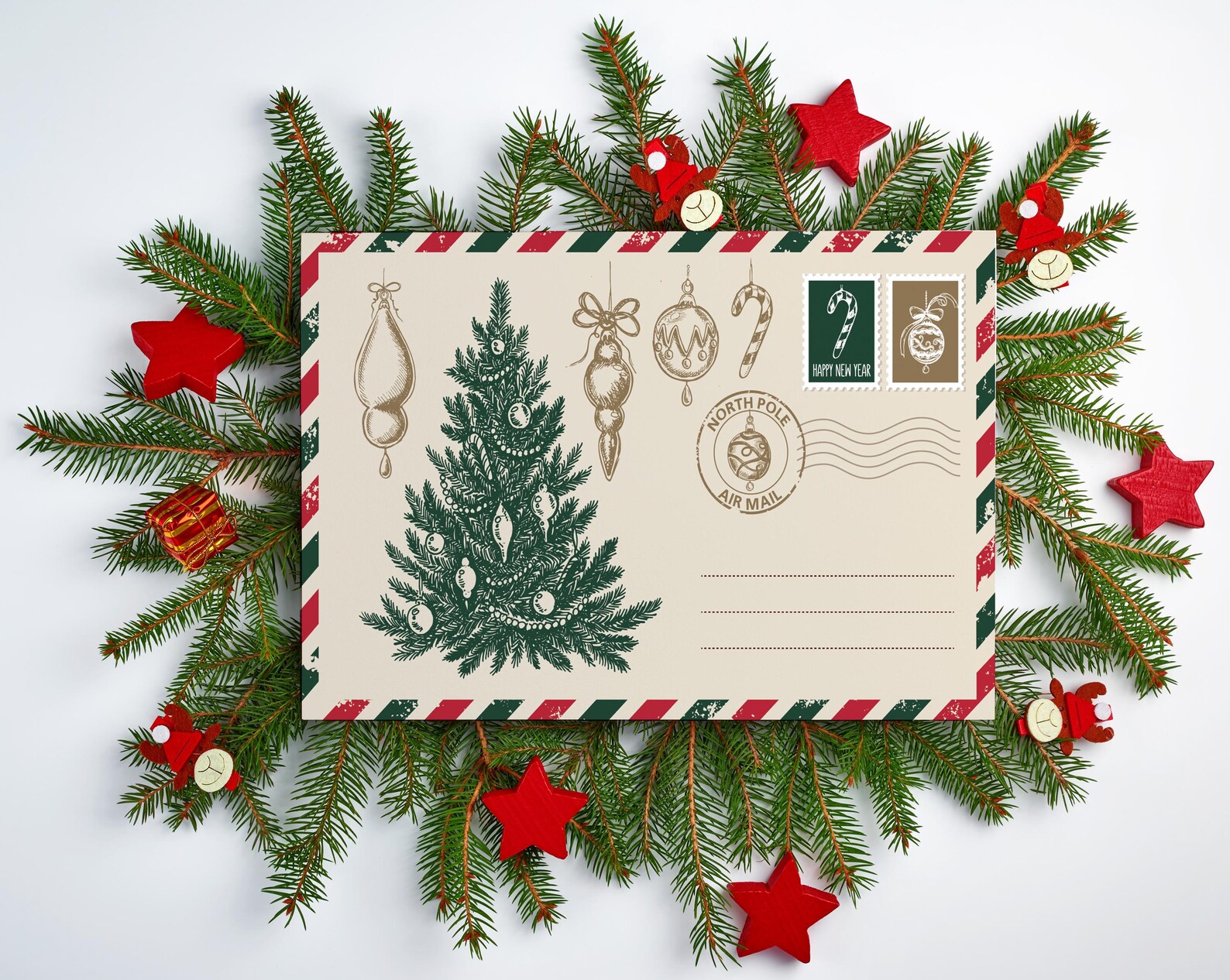 Vintage 4 Christmas Postcard Bundle, Retro Holiday Card Set, Winter ...