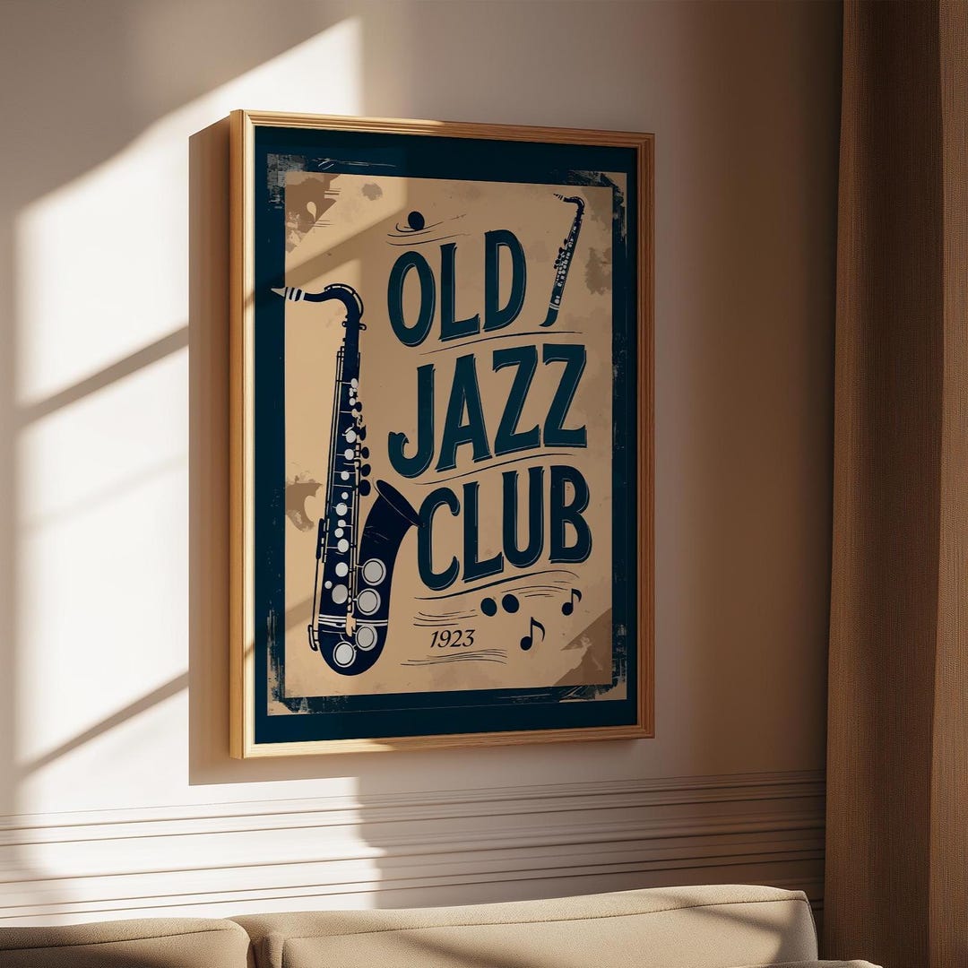 Vintage Jazz Club Poster: Retro Saxophone, 1920s Bar Art (digital ...