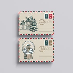 Vintage 4 Christmas Postcard Bundle, Retro Holiday Card Set, Winter ...