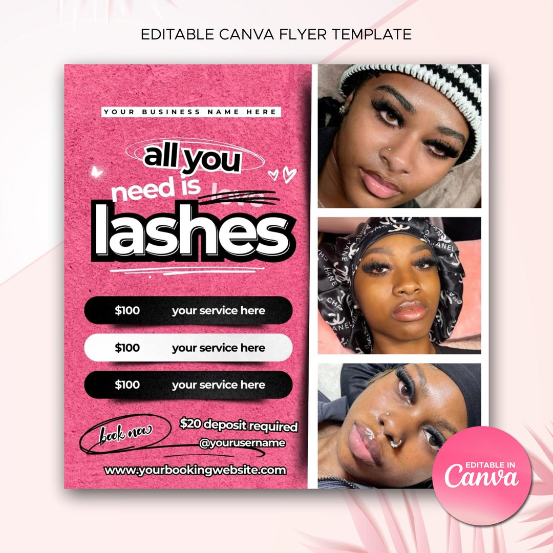 Lash Flyer Lashes Deal Flyer Lash Booking Template Cluster Lash Flyer ...