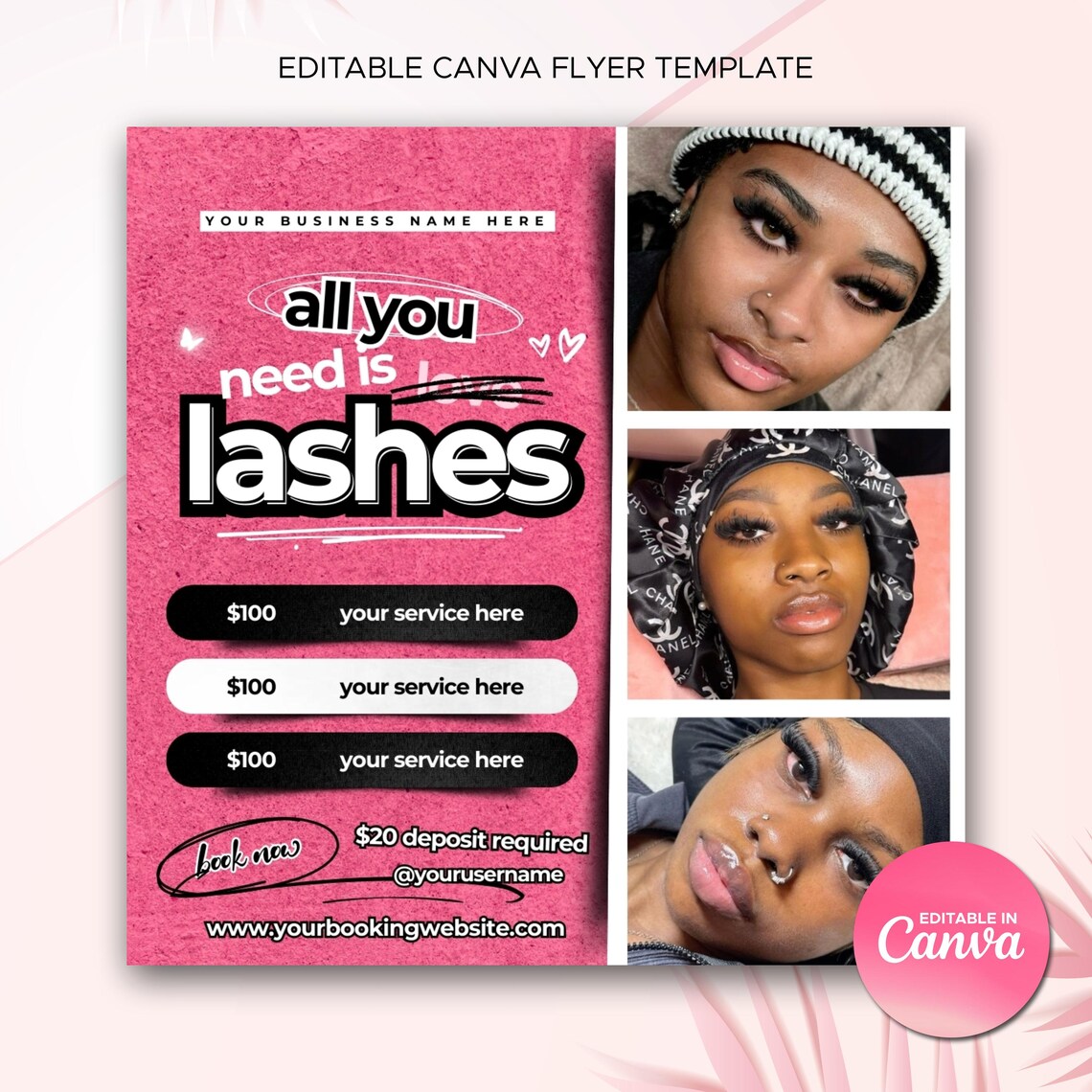 Lash Flyer Lashes Deal Flyer Lash Booking Template Cluster Lash Flyer ...