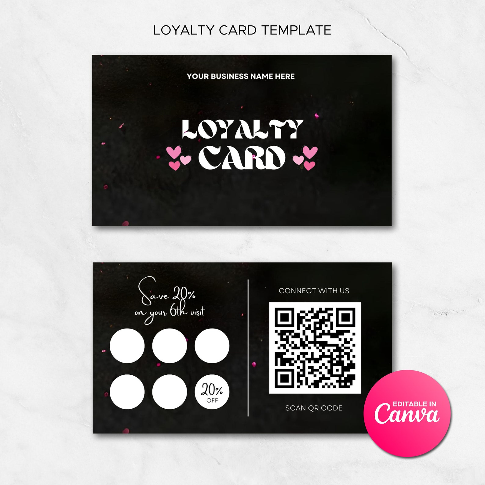 Beauty Business Loyalty Cards Aesthetic Loyalty Card Template for Small ...