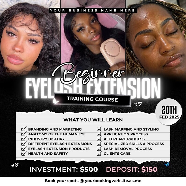 Eyelash Training Class Flyer DIY Lash Extension Masterclass Flyer Lash ...