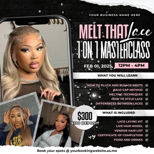 Hair Class Flyer Masterclass Template Wig Install Flyer DIY Wig ...