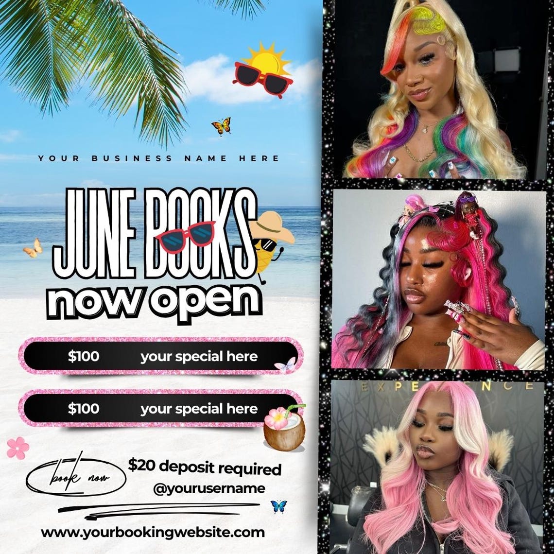 DIY June Booking Flyer Summer Special Book Now June Flyer June Bookings ...
