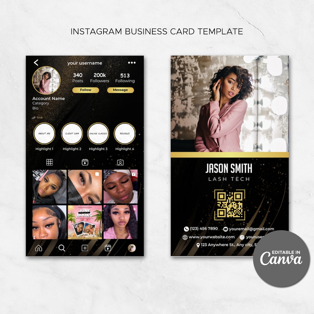 Editable Instagram Business Card Template IG Business Card Template for ...