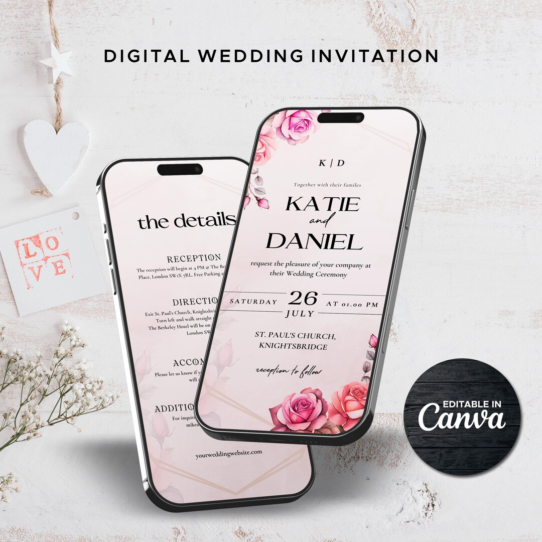 Wedding Digital Invitation Template Editable Wedding Electronic Invite ...