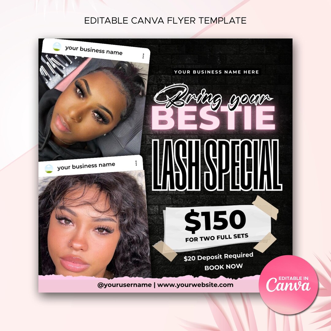 Bring A Friend Lash Sale Flyer Bestie Special Lash Tech Flyer Lashes Booking Template Lash Deal ...