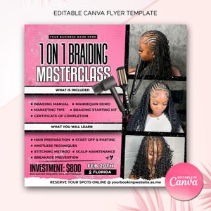 Braids Class Flyer Braiding Masterclass Training Hairstylist Course 1 ...