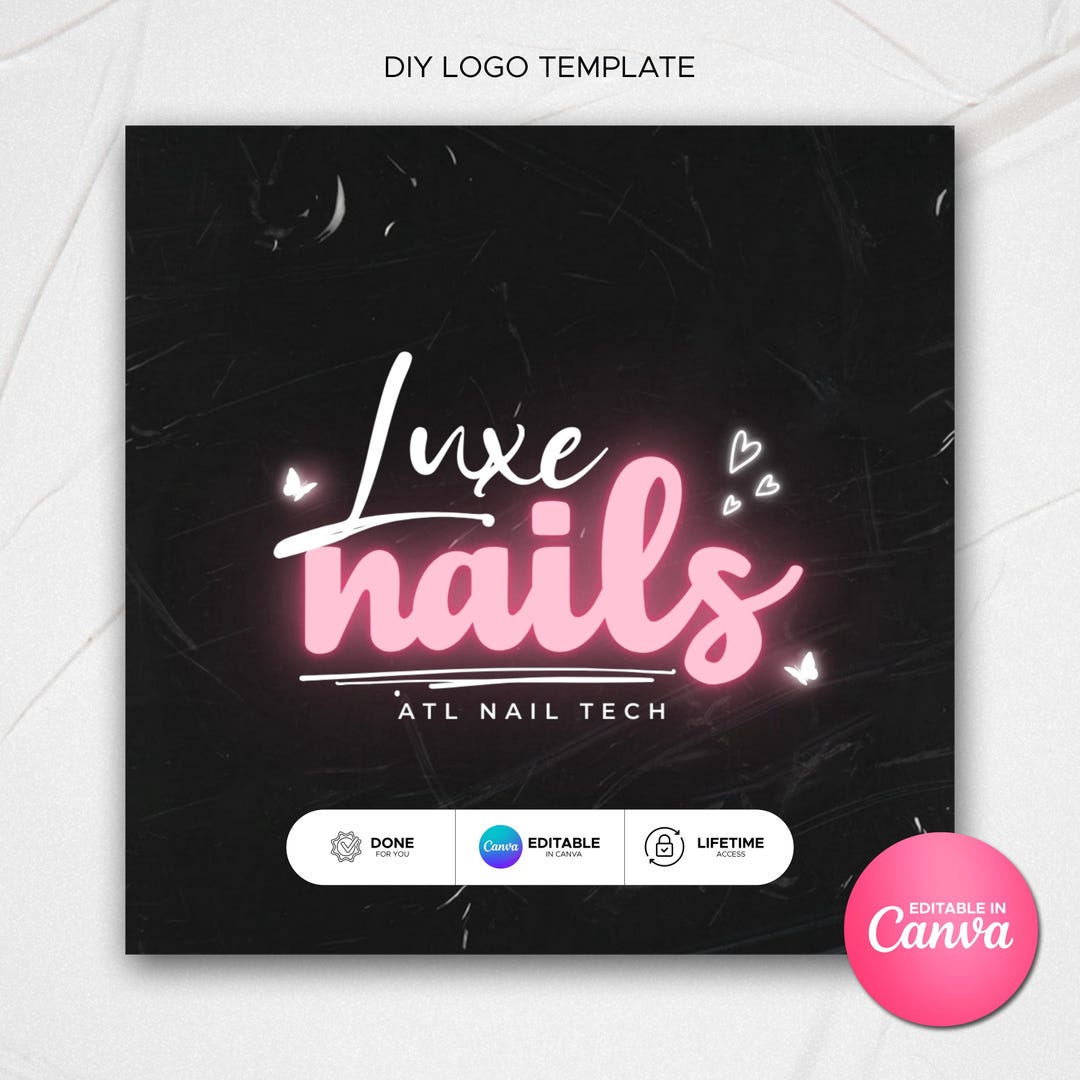 Nail Tech Logo Design DIY Nail Logo Template Editable Beauty Logo ...