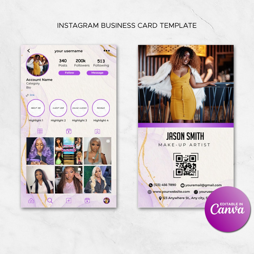 DIY IG Business Card Template Instagram Business Card Design for Small ...