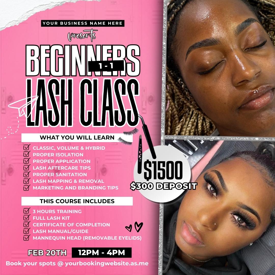 DIY Lash Class Flyer Lash Training Flyer Canva Template DIY Lash ...