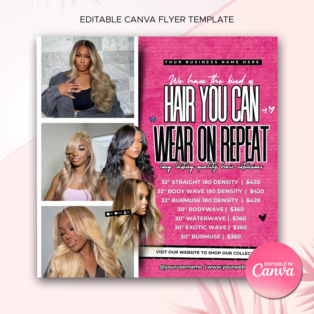 Wig Flyer Hair Booking Flyer Books Now Hairstylist Flyer Wig Stylist ...