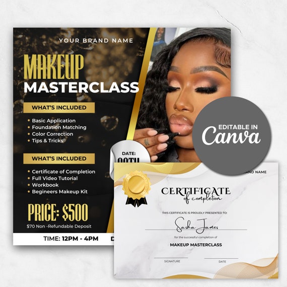 DIY Makeup Class Flyer Makeup Masterclass MUA Class Training Makeup Course Flyer 1 on 1 Makeup Class Template Online Makeup Training Flyer Etsy UK