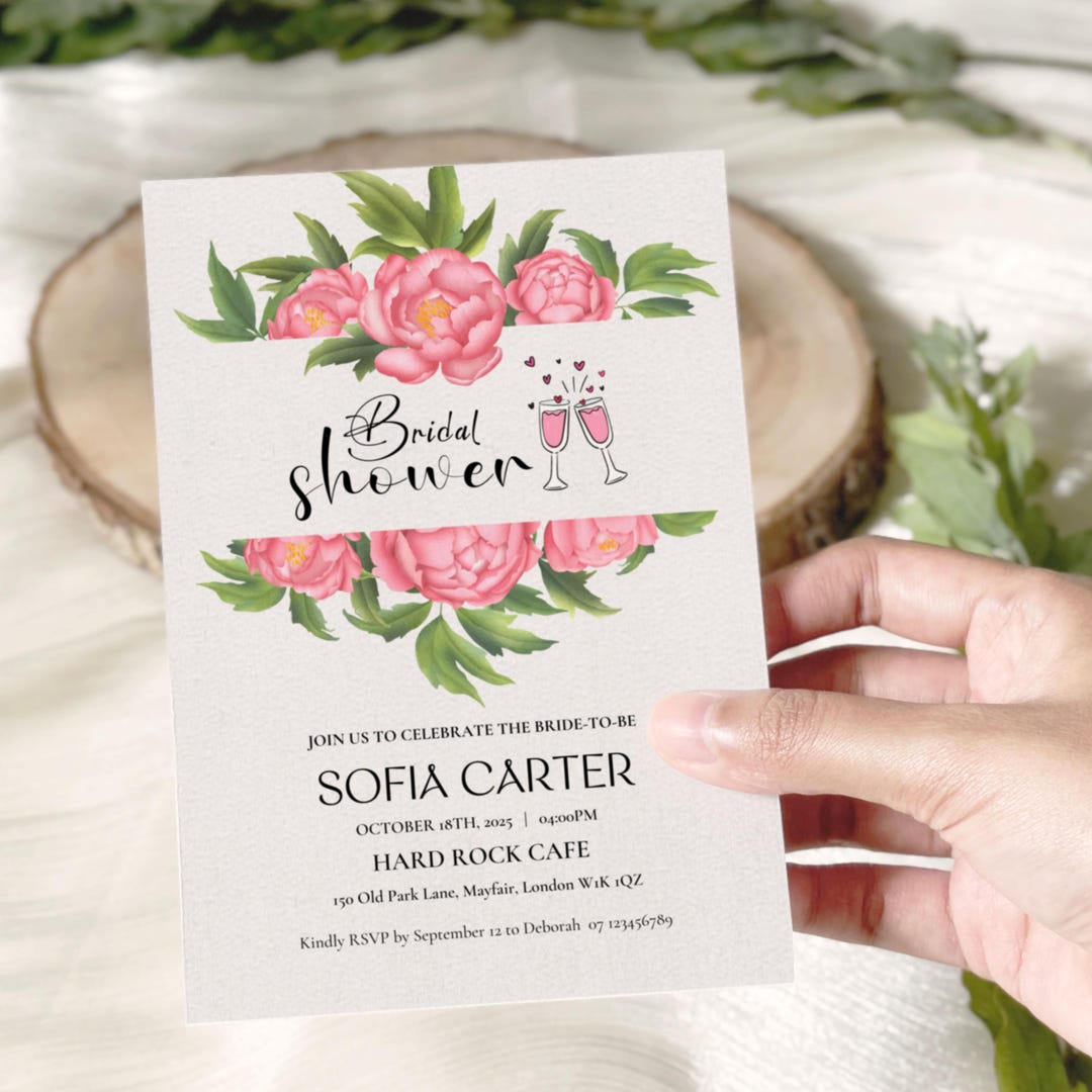 Editable Bridal Shower Invitation Modern Bridal Wedding Shower Invite ...