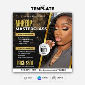 DIY Makeup Class Flyer Template Beauty Salon Makeup Class Makeup ...