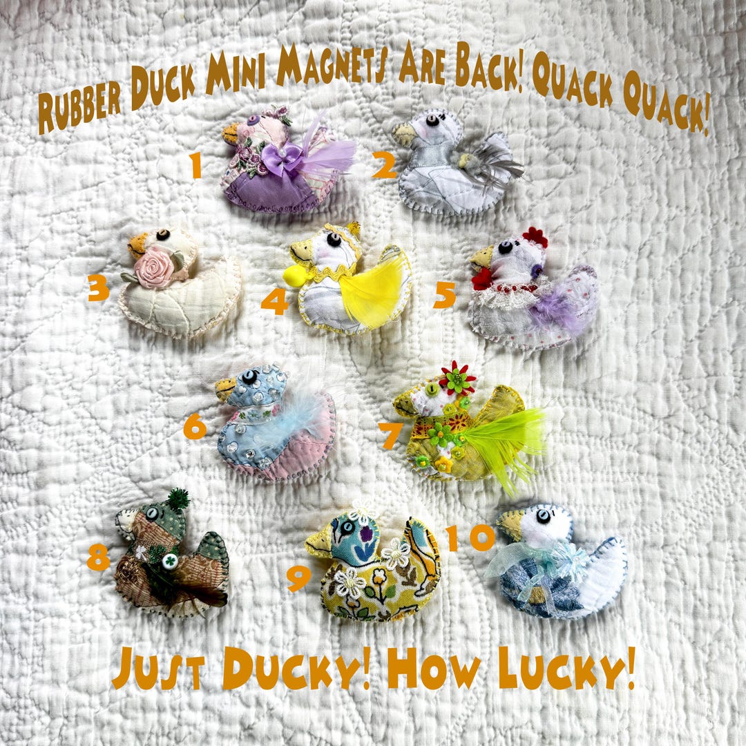 Rubber Ducky Style Mini-magnets / Lucky Ducks / OOAK / Novelty / Quilty ...