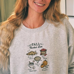 Fall Bucket List Embroidered Crewneck Sweatshirt | Fall Crewneck ...