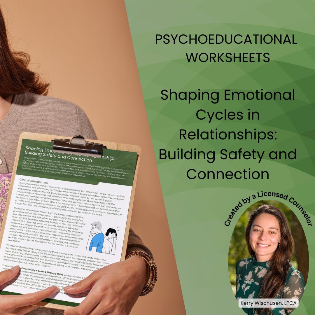 Shaping Emotional Cycles in Relationships Psychoeducational Worksheet ...