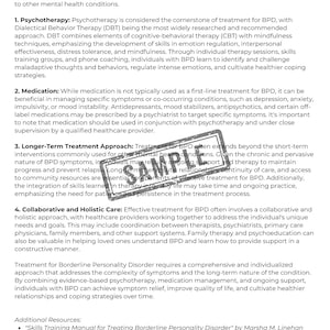 Borderline Personality Disorder Overview Worksheet - Etsy