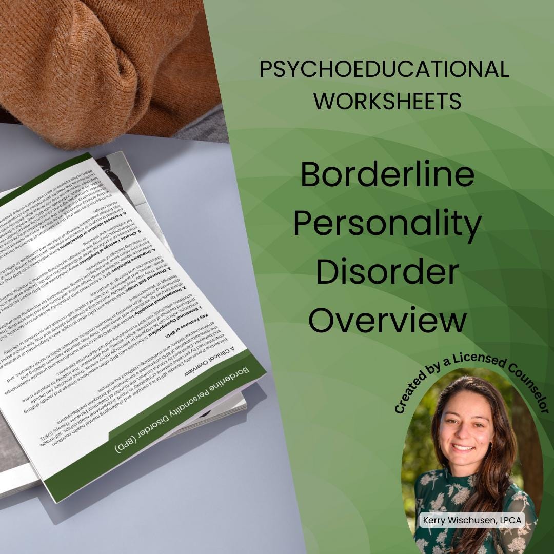 Borderline Personality Disorder Overview Worksheet - Etsy