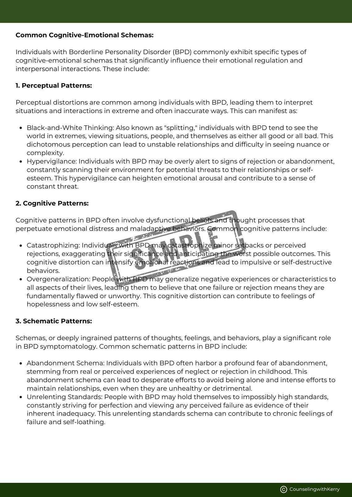 Borderline Personality Disorder Overview Worksheet - Etsy