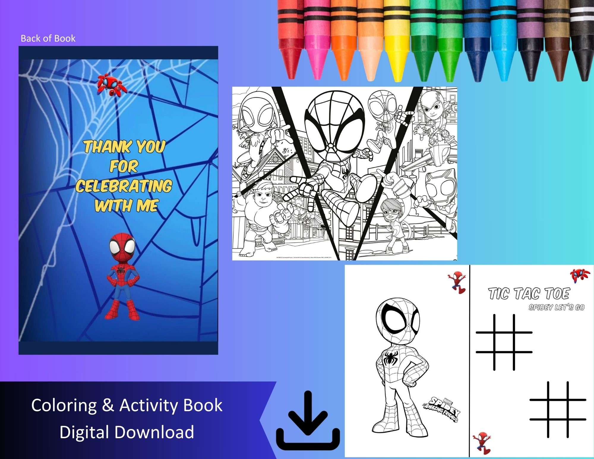 Spidey Birthday Coloring & Activity Book Personalized Digital Book - Etsy