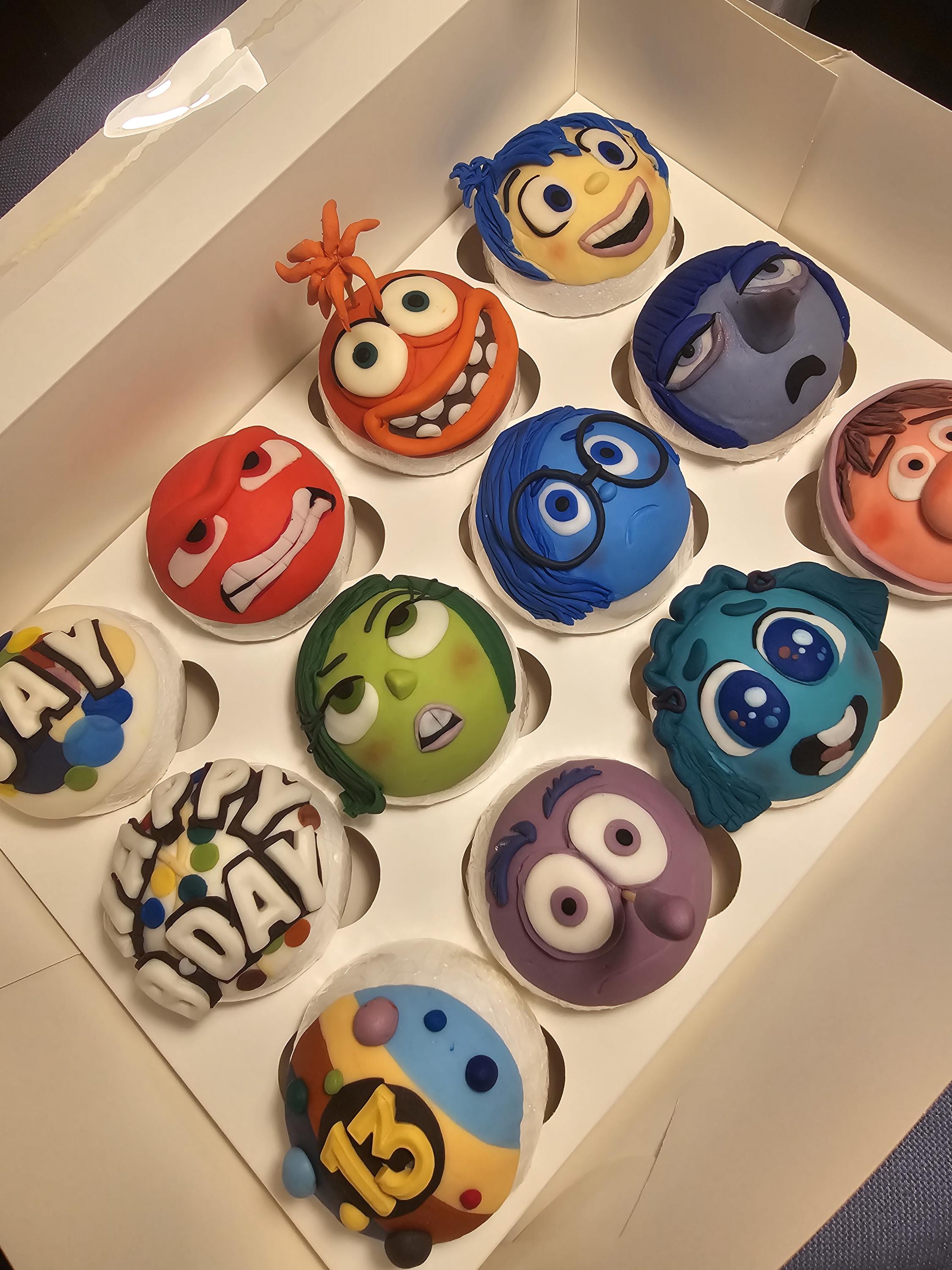 Fondant Cupcake Topper, Inside Out Cupcake, Custom Cupcake Toppers ...