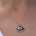 14K Real Solid Gold Eye Necklace, Gold Enamel Eye Necklace, Enameled ...