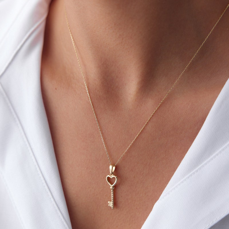 Heart Key Necklace - Etsy