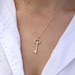14K Real Solid Gold Key Necklace, Gold Big Key Charm, Simple Key ...