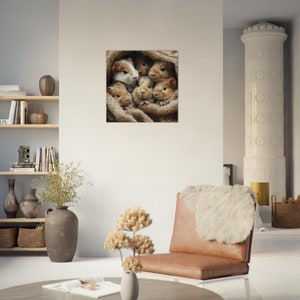 Adorable Baby Guinea Pigs Peek From Bag Art, Sweet Brown and White ...