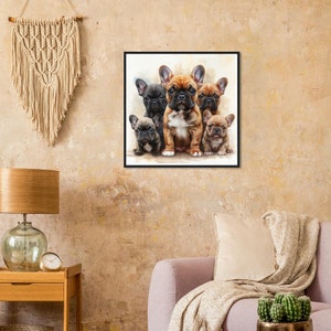 Adorable French Bulldog Puppy Posters in Wooden Frames, Cute Baby Dog ...