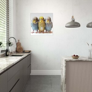 Adorable Budgie Poster, Blue and Green Parakeets Art Print, Cute Chick ...