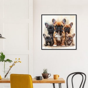 Adorable French Bulldog Puppy Posters in Wooden Frames, Cute Baby Dog ...