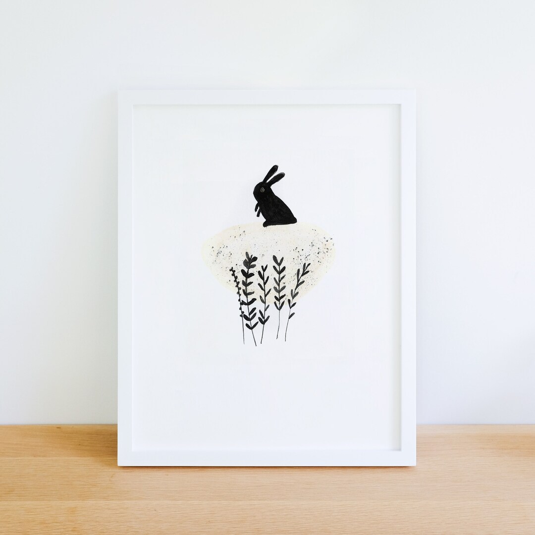 Black Rabbit Art Print - Etsy