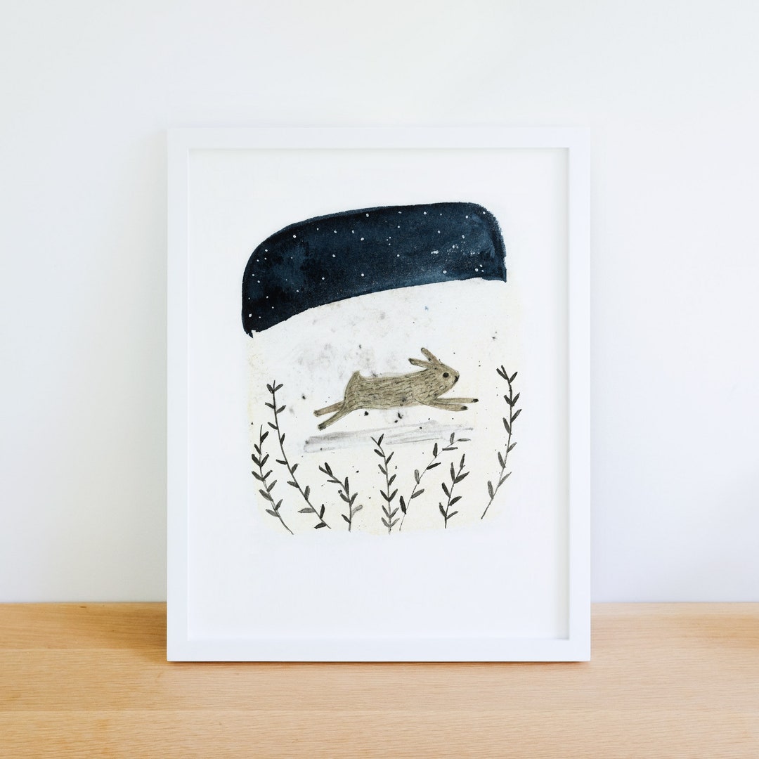 Run Rabbit Watercolour Art Print Sweet Bunny Print Nature - Etsy