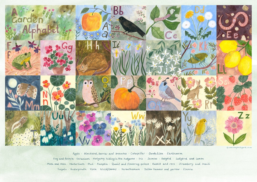 A Garden Alphabet Poster ABC Poster Nature Print - Etsy