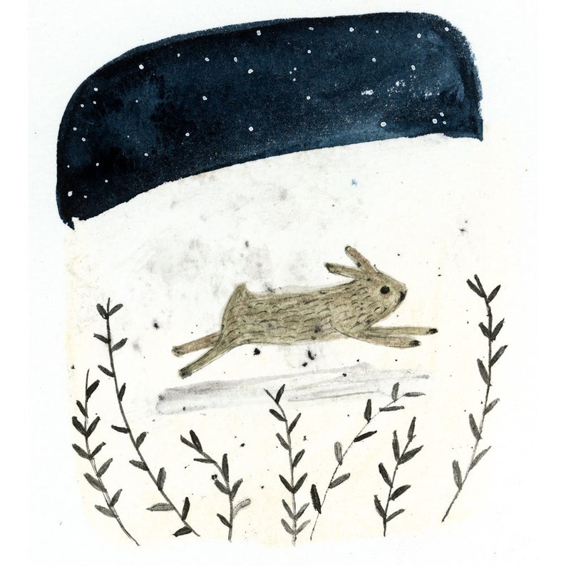 Run Rabbit Watercolour Art Print Sweet Bunny Print Nature - Etsy