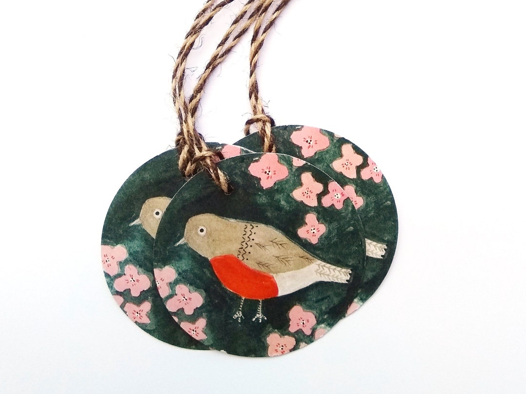Red Robin Gift Tags Set of Three Bird Gift Tags - Etsy