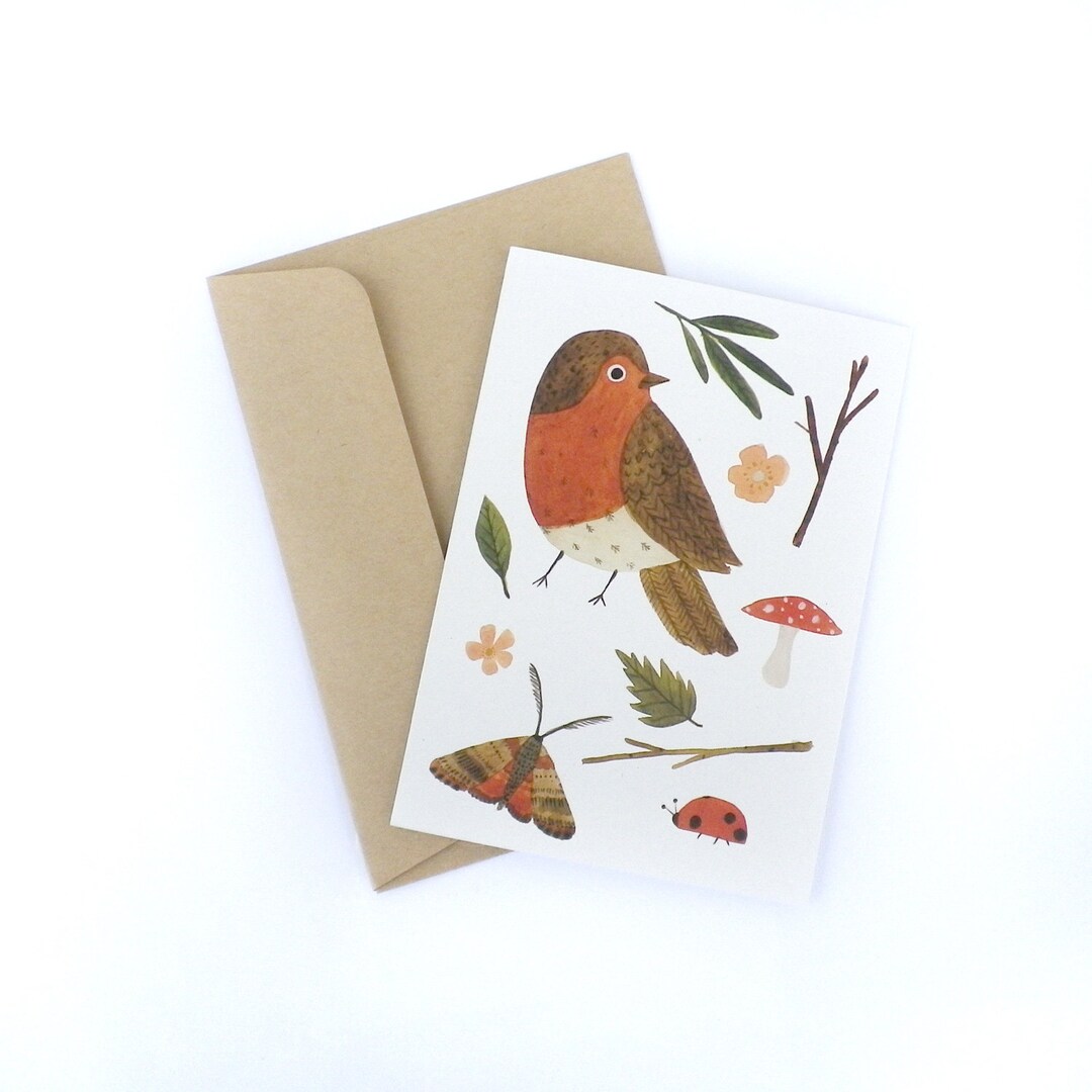 Greeting Card Nature Finds Red Bird - Etsy